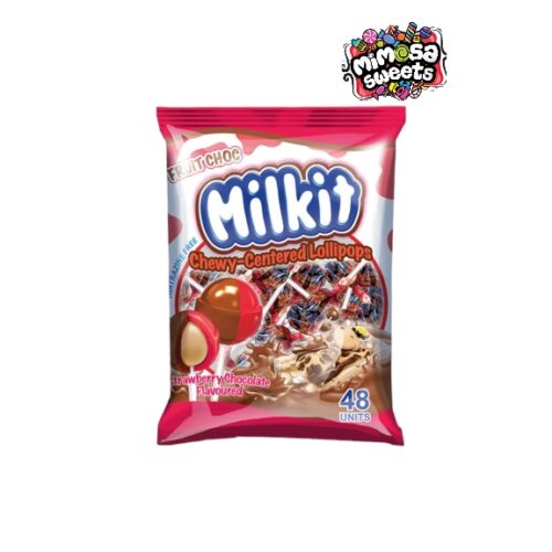 Milkit Strawberry Chocolate Lollipops 48's - MIMOSA SWEETS