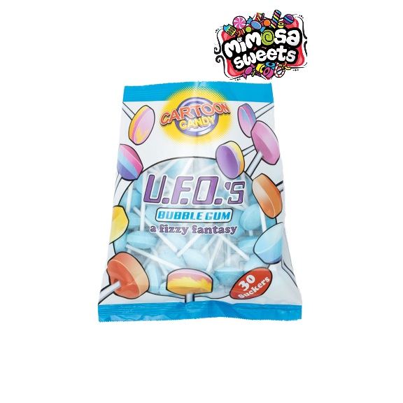 Cartoon Candy UFO'S Bubblegum Lollipops 30's - MIMOSA SWEETS