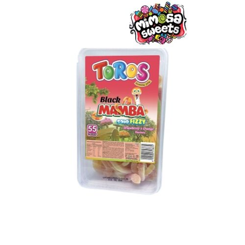 Toros Gummy Jelly Black Mamba Sour Fizzy Strawberry & Orange Tub 55's ...
