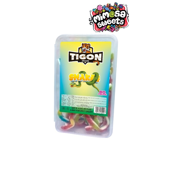 Tigon Jellies Snakes Tub 50's - MIMOSA SWEETS