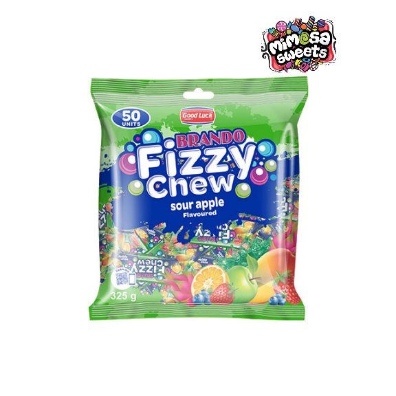 Good Luck Sweets Brando Fizzy Chew Sour Apple 50's - MIMOSA SWEETS